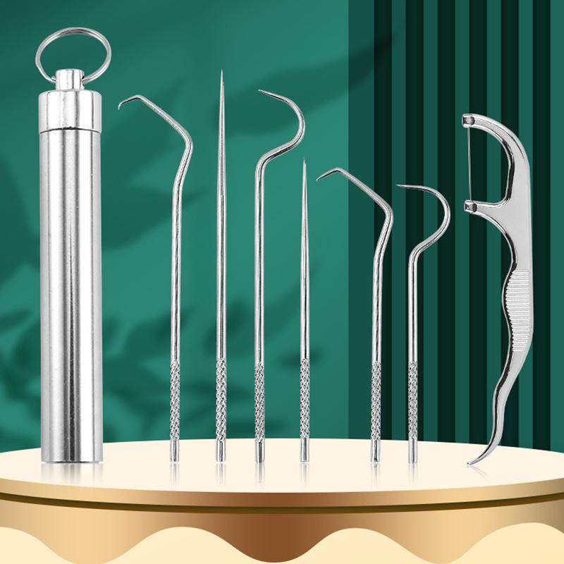[TU]4/6/7Pcs/Set Portable Stainless Steel Toothpick Kit Outdoor ...