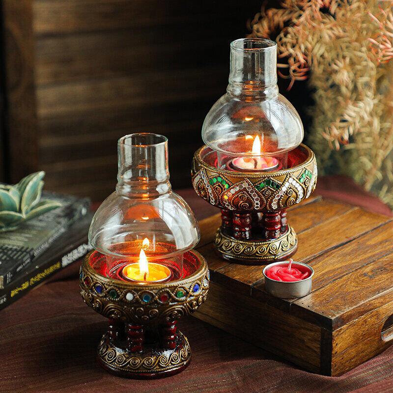 Solid Wood Candle Typhoon Lamp Horse Lamp Candle Dinner Supplies ...