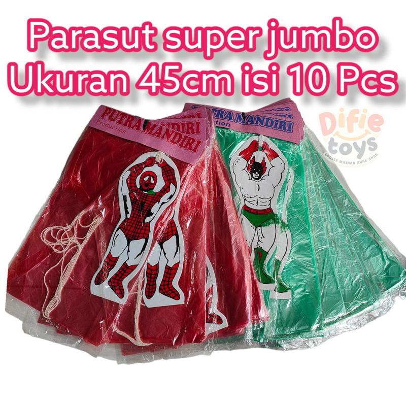 10 pcs mainan parasut super jumbo 45 cm. terjun payung besar PUTRA ...