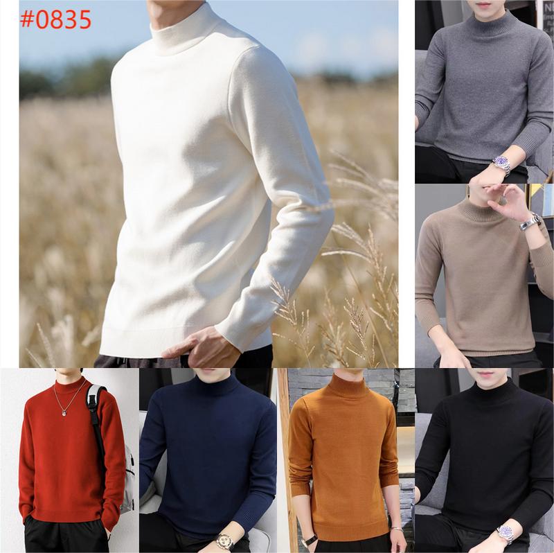 #0835 Mens Korean Half Neck Long Sleeve Plain Turtle Neck Tops - TikTok ...