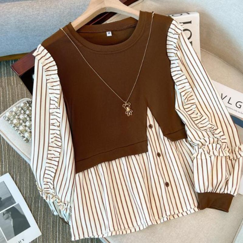 Fashion fungus lace sleeves cover the belly, slim and slim, splicing ...