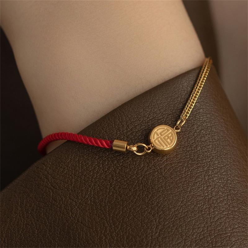 Vintage and compact Fu brand red rope bracelet for women's new - TikTok ...