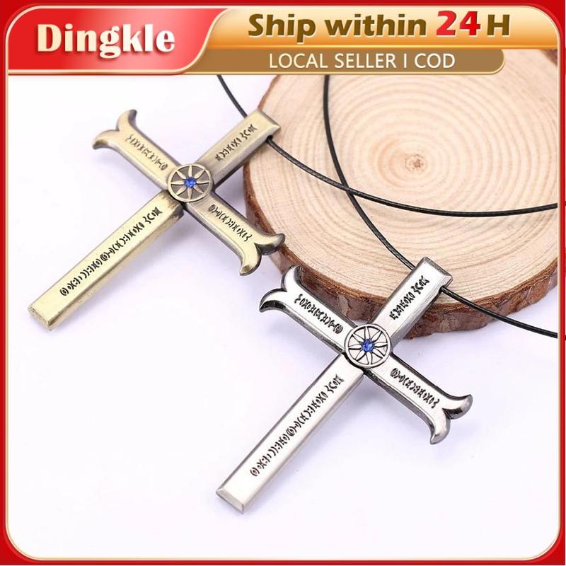 【Fast Delivery】 Figure Necklace Dracule Mihawk Sword Cross Metal ...