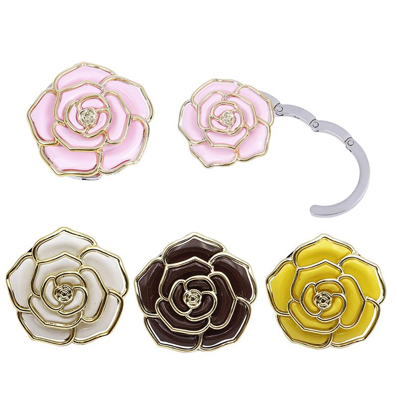 1Pc Rose pattern folding bag handbag tote table hanger hook holder ...
