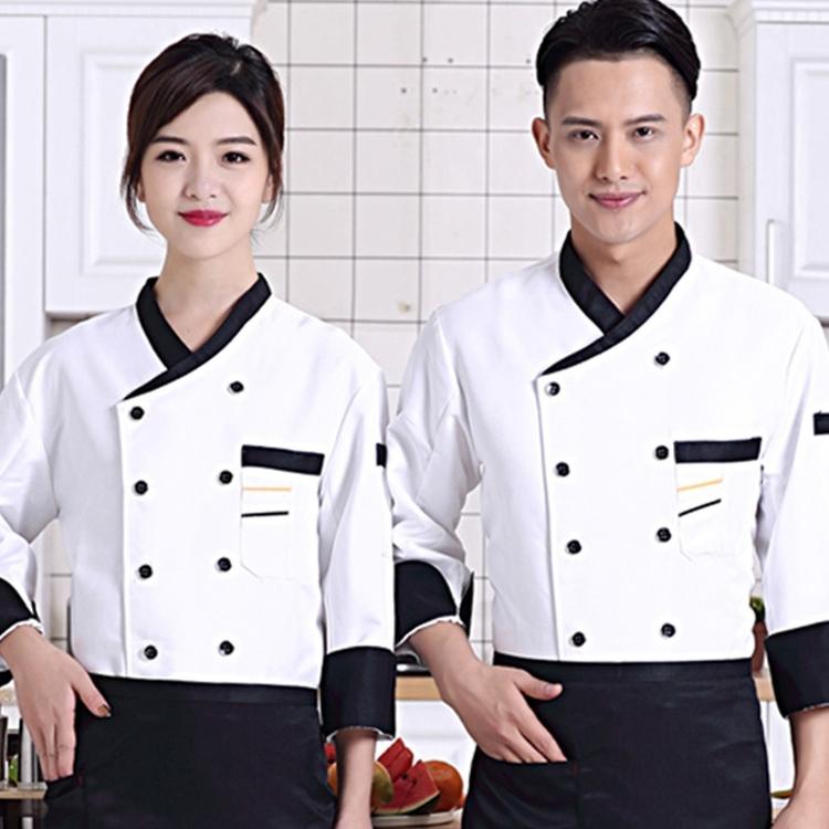 Chef Overalls Men's Long-Sleeved Winter Restaurant Kitchen Clothes ...