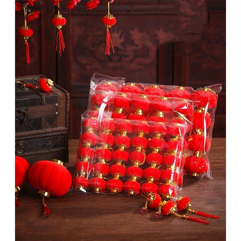 20/30pcs Flocking Red Lanterns Gift New Year Decor DIY Craft Chinese ...