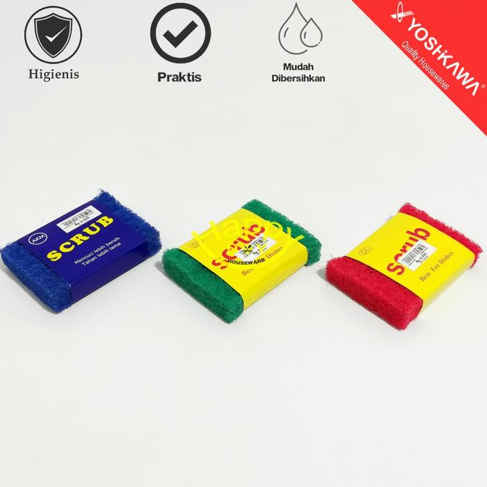 Jual YOSHIKAWA TAPAS CUCI SCRUP PERMUKAAN KASAR 3 VARIAN WARNA - Merah ...