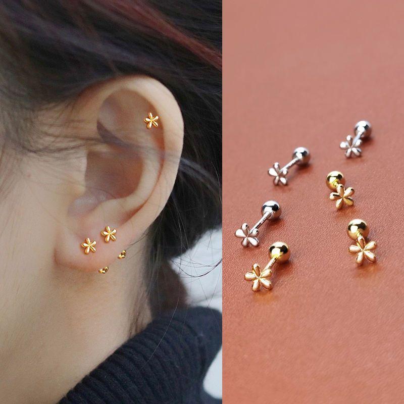 Anting-anting Rawan Stud Bunga Kecil untuk Wanita 925 Perak Sterling ...