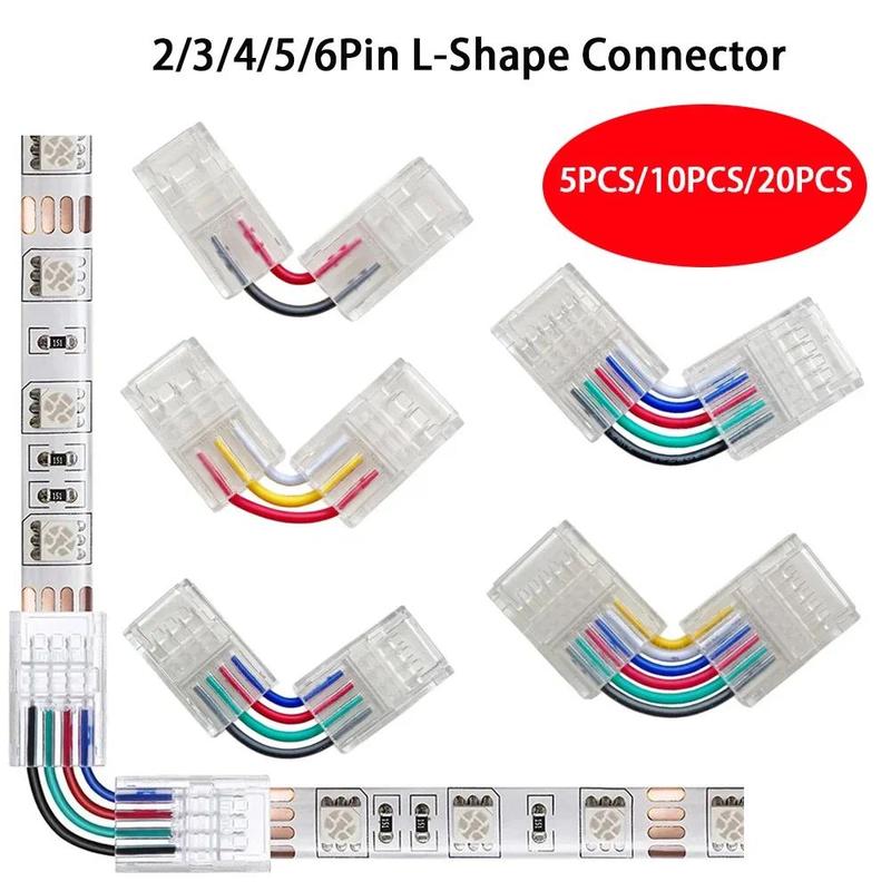 5/10/20PCS L Shape Adjustable Connectors 2/3/4/5/6Pin Solderless ...