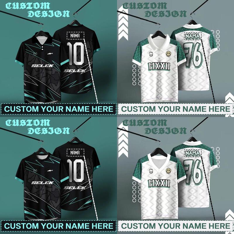 Baju-T sukan yang boleh disesuaikan dengan nama dan nombor, Polo ...