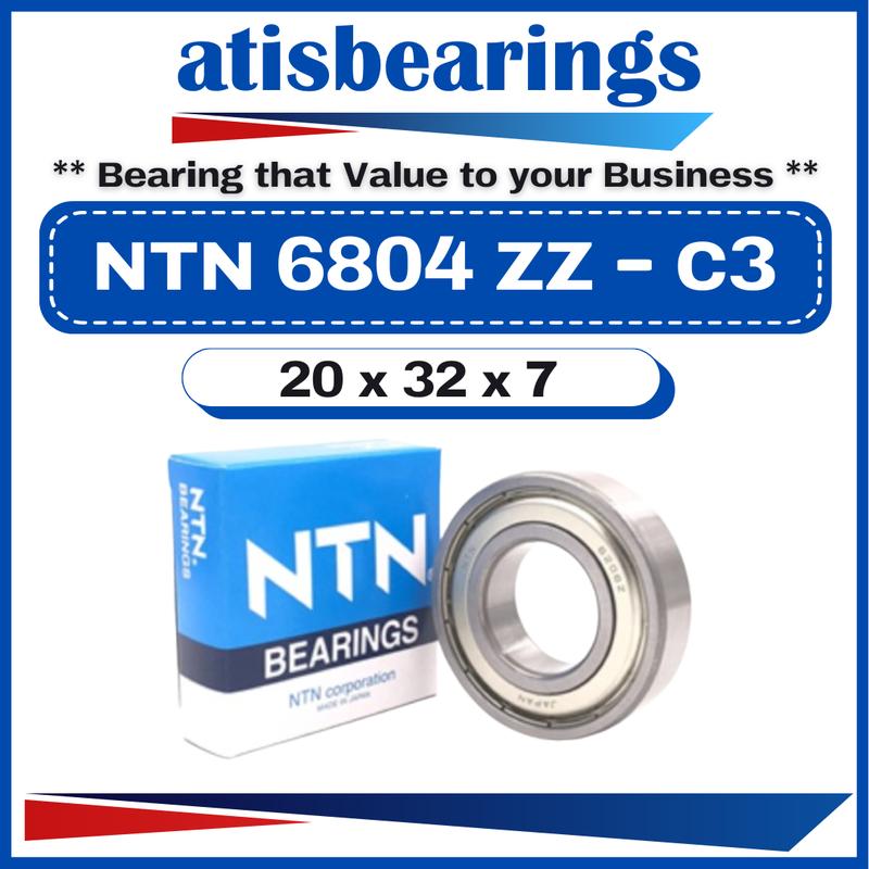 NTN 6804 ZZ ( 20 x 32 x 7 ) 100% ORIGINAL Made In JAPAN Shielded ...
