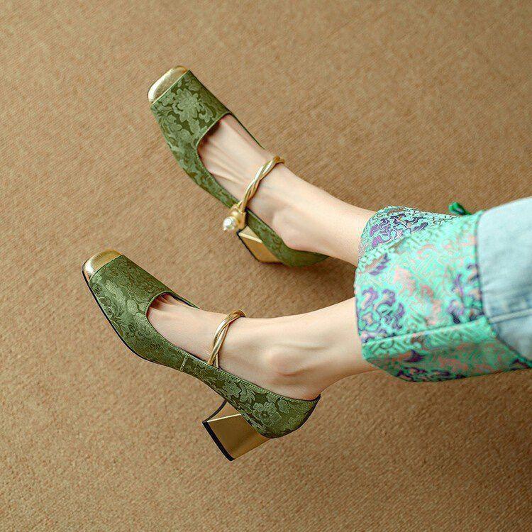 Pam Gaya Perancis, Mary, Retro Cina, Kaki Persegi, Potongan cetek, - TikTok Shop Malaysia