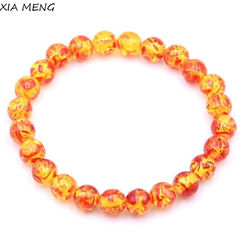 XIA MENG Women Men Fashion Amber 10MM Natural Bangle 8MM Elastic ...