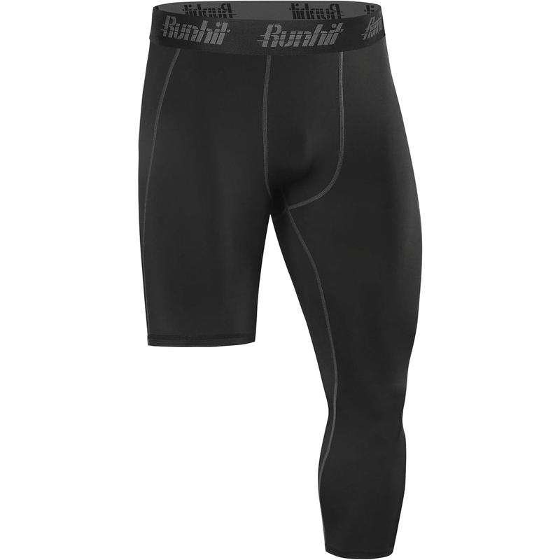 Men's 3/4 One Leg Compression Tights Single Leg Basketball Compression ...