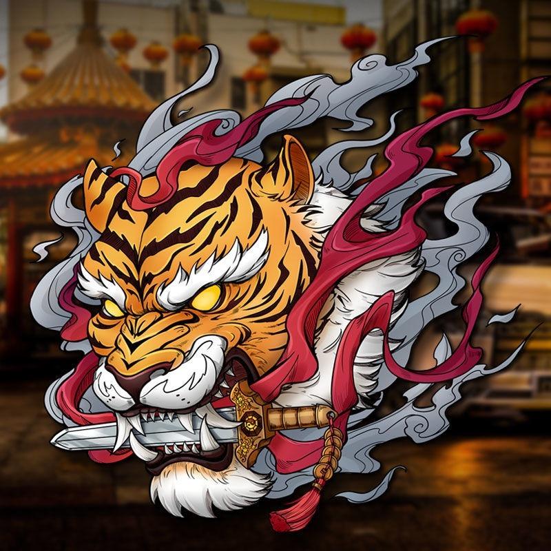 1Pcs Reflective Tiger Car Sticker JDM Prajna Motorcycle Decoration ...