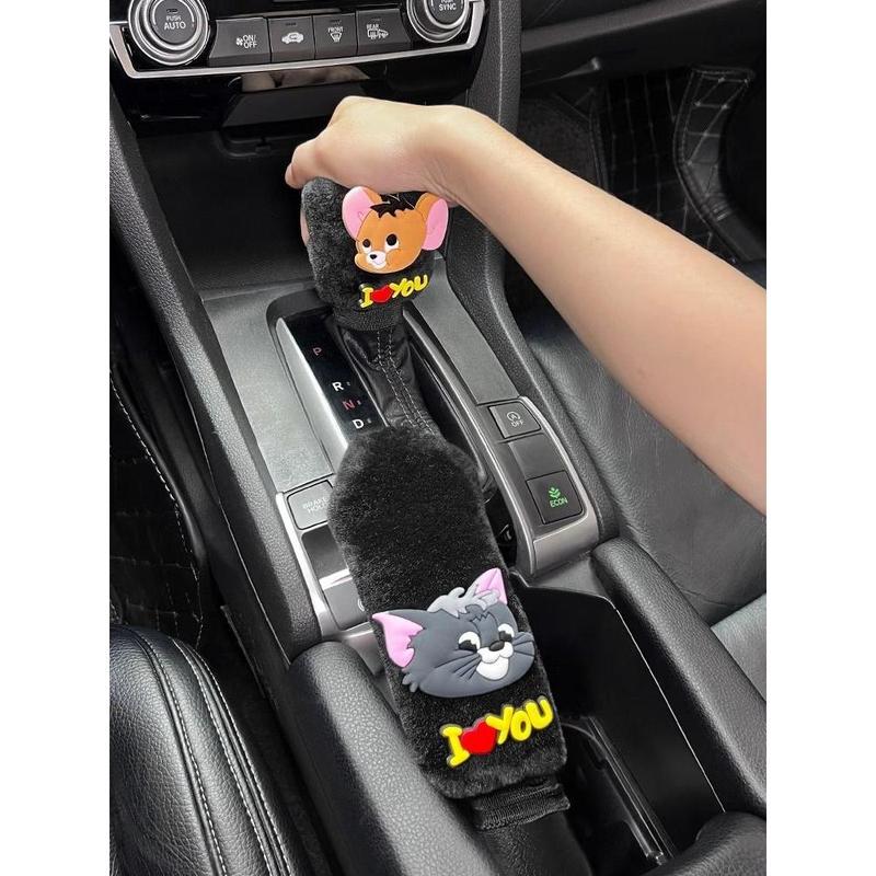 Car Bear Handbrake Sleeve Shift Knob Cover Winter Cartoon Cute - TikTok ...