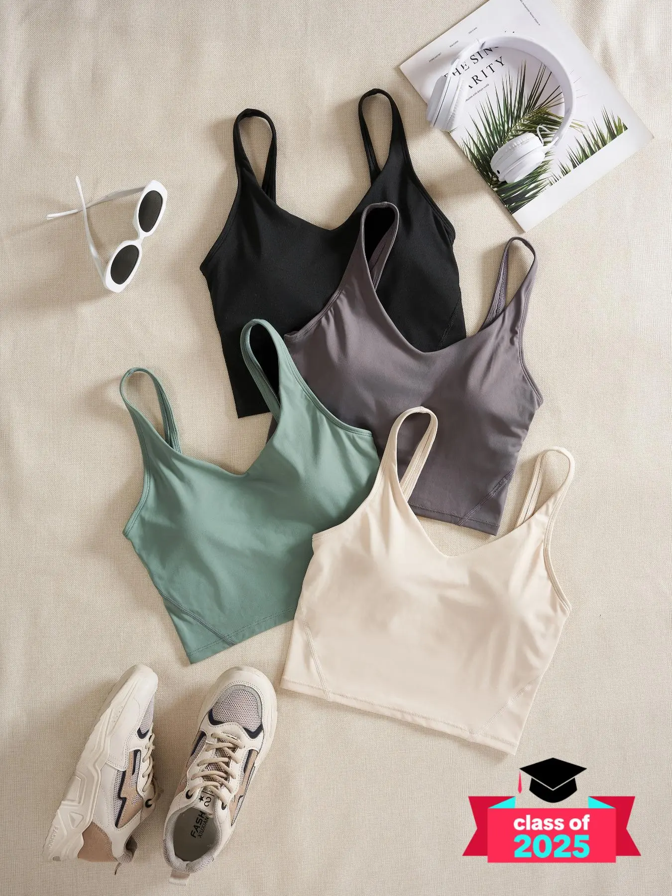 Women's Solid Wireless Sports Bra, Quick Drying Breathable Comfortable ...