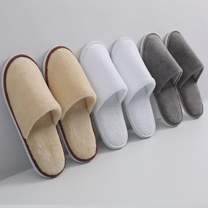 1 Pair Hotel Travel Portable Disposable And Washable Fleece Slippers ...