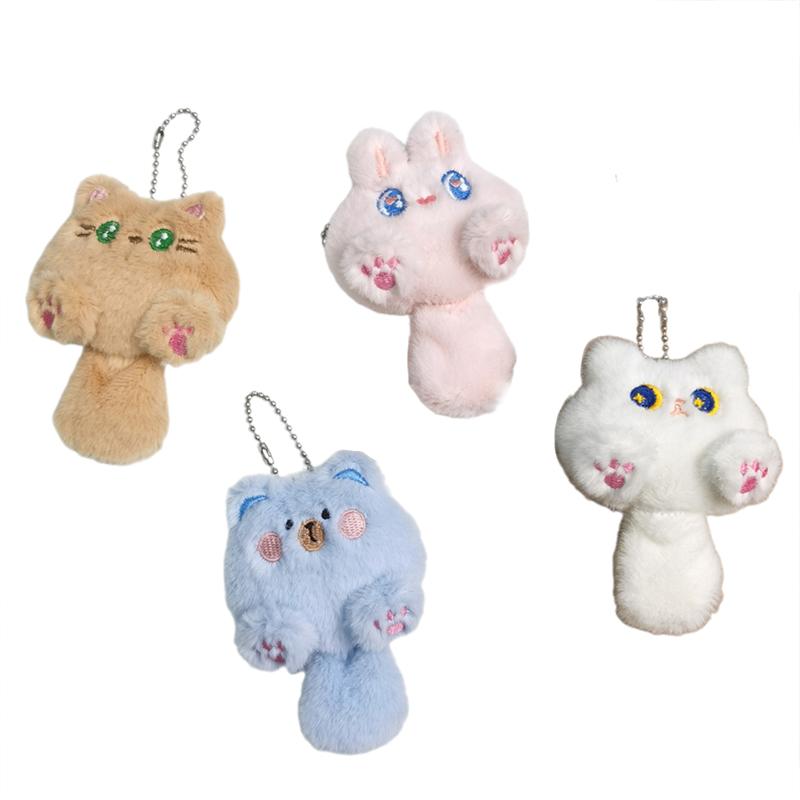 Cute Long Tail Cat Keychain Plush Doll Toys Cartoon Kitten Soft ...
