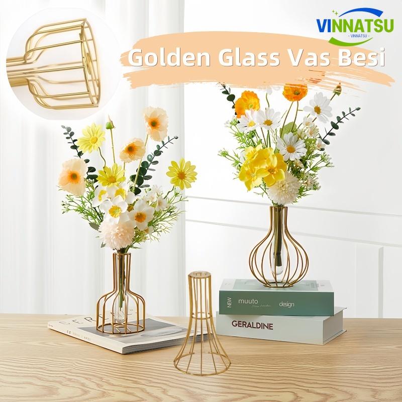 Vinnatsu Nordic Golden Glass Vas Besi Vas Besi Hidroponik Vas Mewah ...