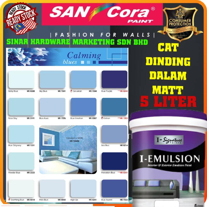 SINAR SANCORA I-EMULSION PAINT 5 LITER CALMING BLUE INTERIOR - TikTok ...