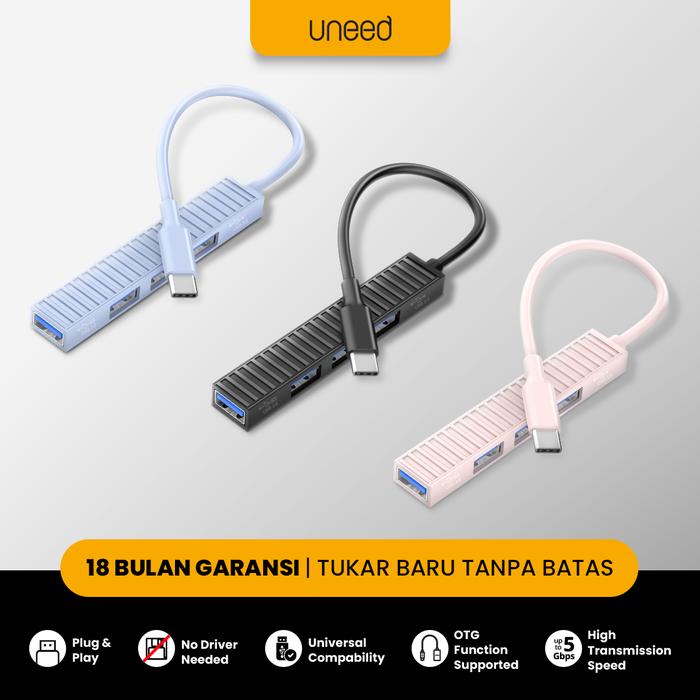 Promo UNEED USB Hub Type C to 4 Port USB A 3.0 High Speed 5Gbps ...