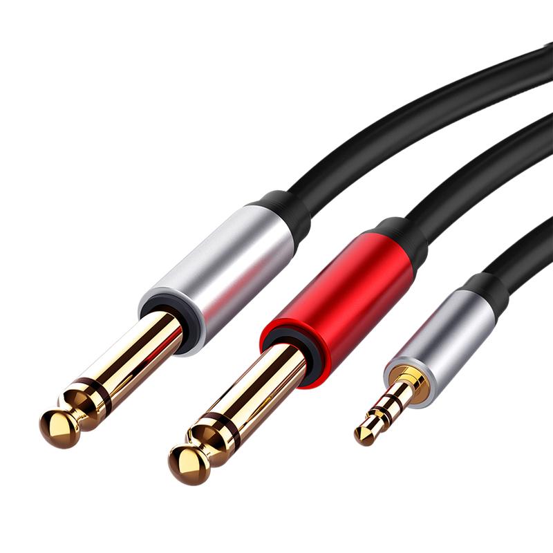 Kabel Audio Bicu Penyesuai 3.5mm ke Dwi 6.5mm, Kord AUX 3.5 hingga ...