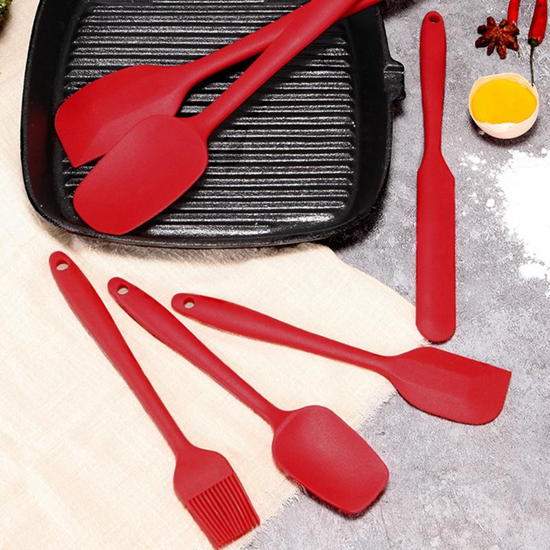 6 Pcs/Set Heat Resistant Rubber Silicone Spatula Set Kitchen Utensils ...