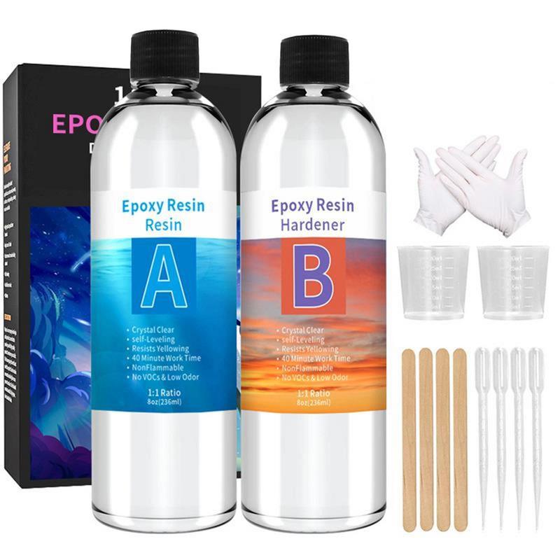 Kit Resin Epoksi dan Pengeras, 8oz, Set Resin Tuang Mudah, Tahan ...