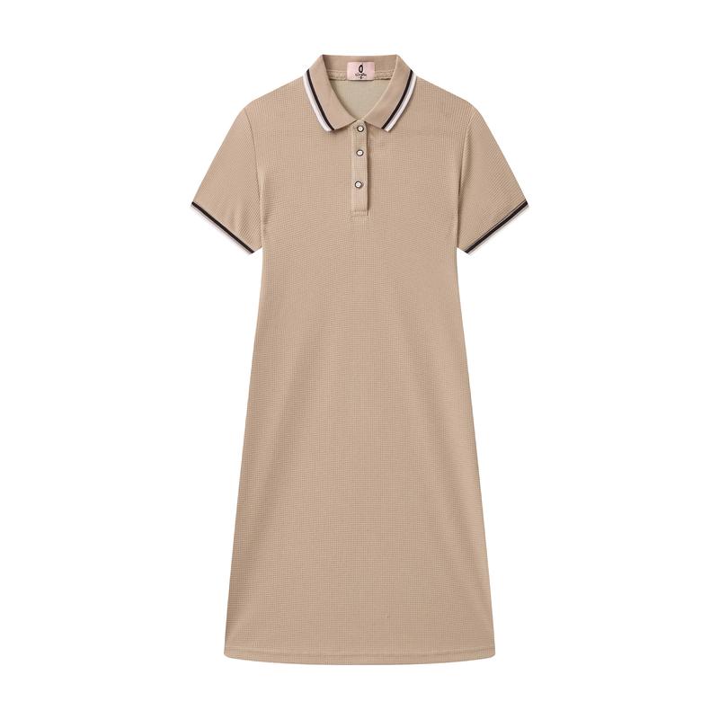 Kinwoo #8815 Polo Dress For woman Mini Waffle Short Sleeve Korean ...