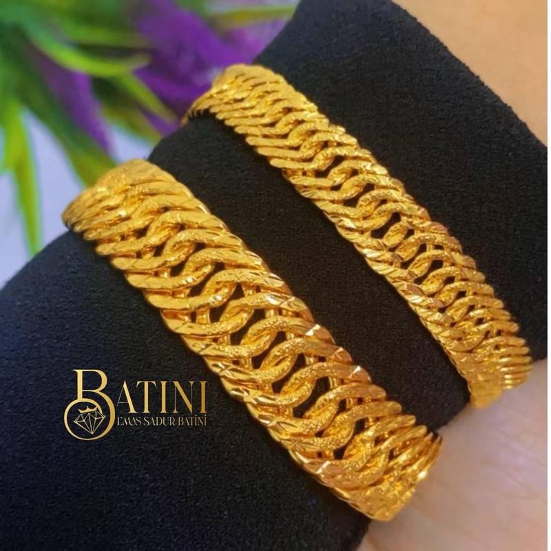 Gelang Lipan Kait 3- 1cm Emas Sadur Batini Gold Plated 24K Bracelets ...