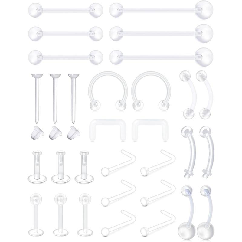 Mix Set of Clear Piercing Retainers-Septum, Nose Studs, Lip, Ear, Nose ...