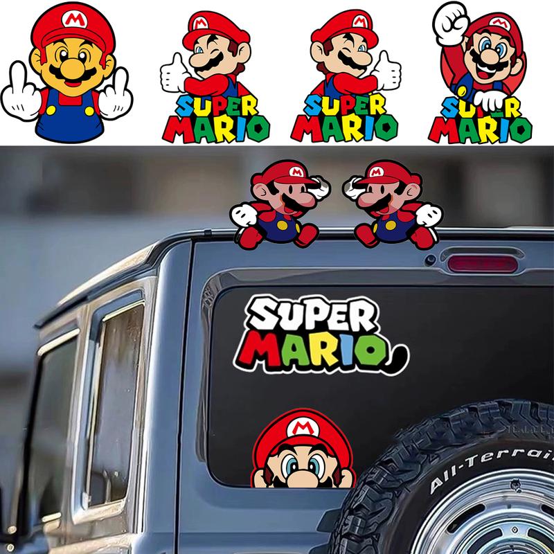 Super Mary Mario Cartoon Decorative Reflective Car Sticker Auto ...