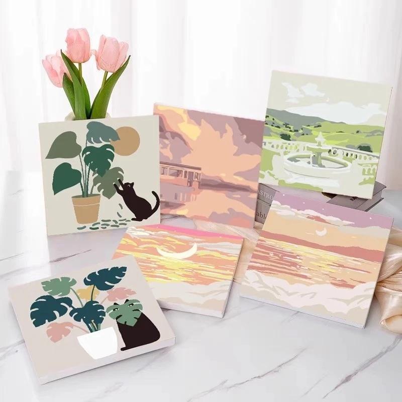 DIY Painting Canvas Paint By Number kit Lukisan 20x20cm - Shop | Tokopedia