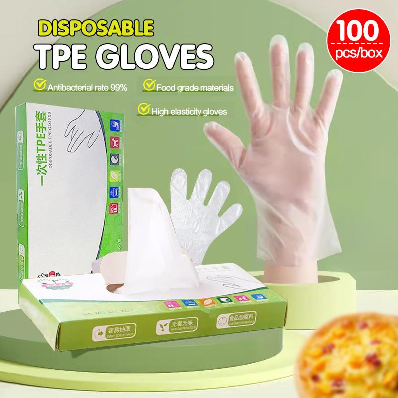 100pcs Disposable Latex TPE Food Grade Gloves /kitchenware Cooking ...