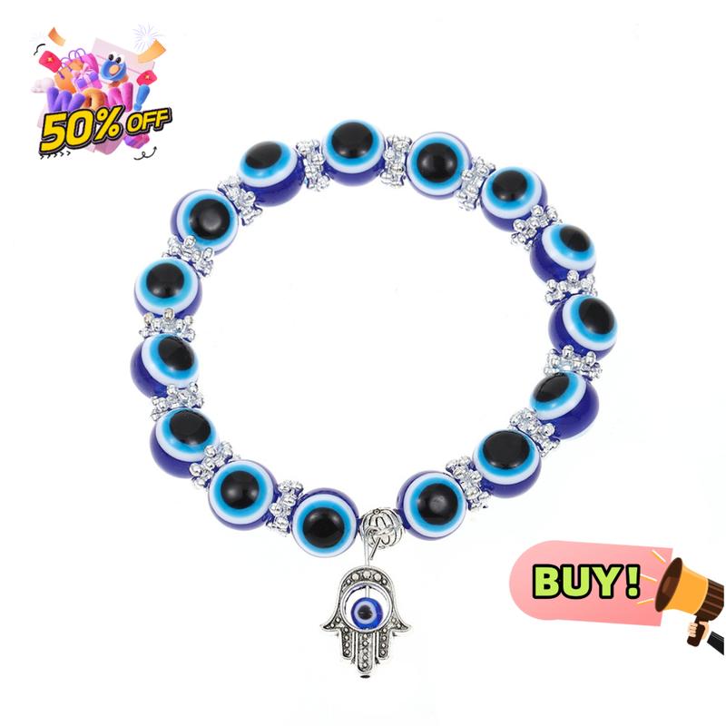 2025 Ready Stock Hot Sale Blue Devil Eye Resin Bead Bracelet Fatima ...