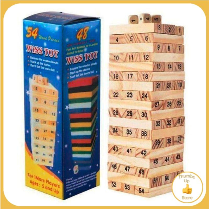 54pcs Wiss Wooden Toy Stacking Blocks / Tower Stacker Game (Small ...