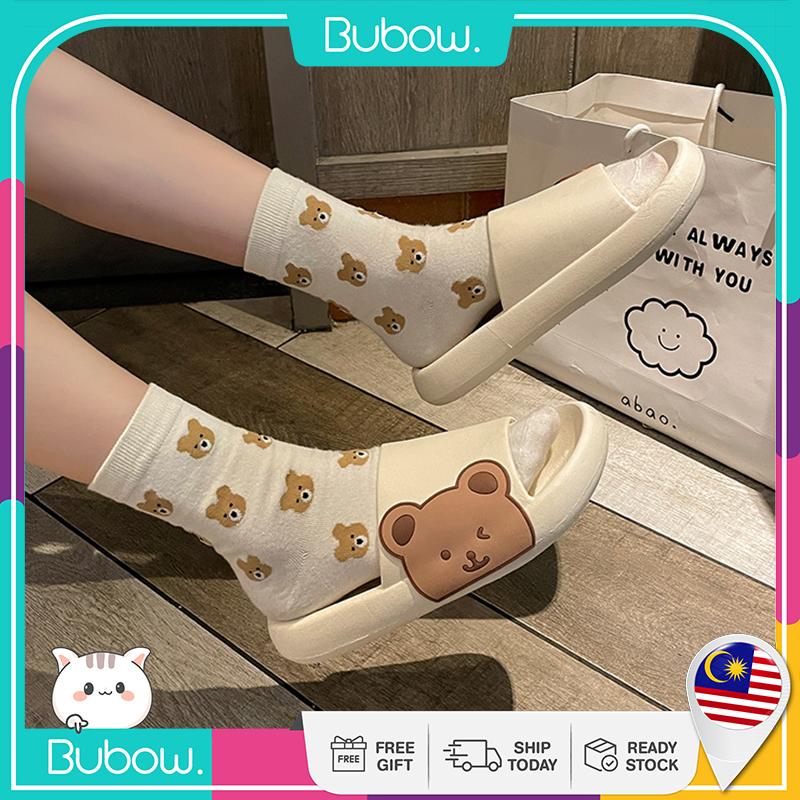 READY STOCK🔥BUBOW Wanita Selipar Cute Cartoon Bear Women Slipper ...