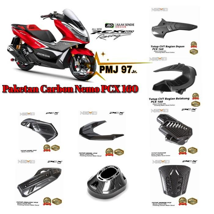 Jual Paketan / Paket Cover Carbon PCX 160 Nemo Original - Tutup Tangki ...