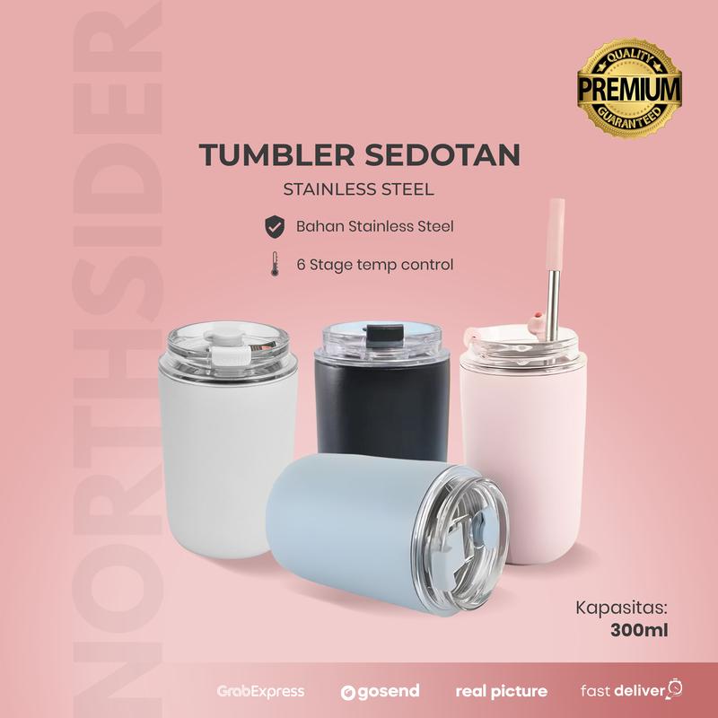 Tumbler Kopi Teh Coffee Mug Double wall Stainless Straw 300m - Shop ...