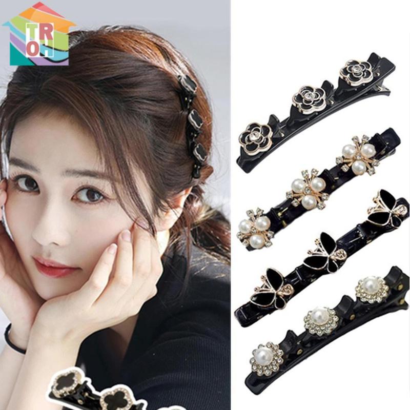 2024 New Trendy New Hair Clip 2pcs Flower Braided Hair Clip Bangs ...
