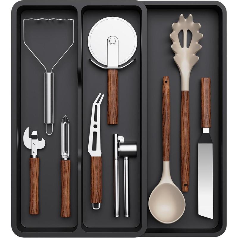 Utensil Drawer Organizer, Expandable Cooking Silverware Tray for ...