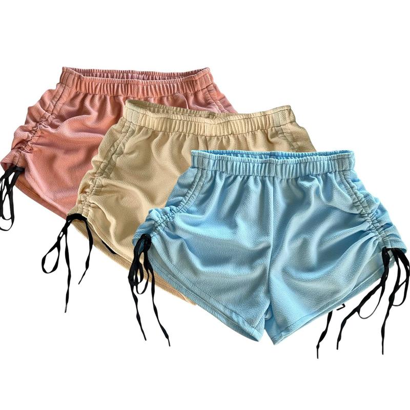 Crepe Side Pull String Ruched Sexy Shorts High Waist Women Fabric ...