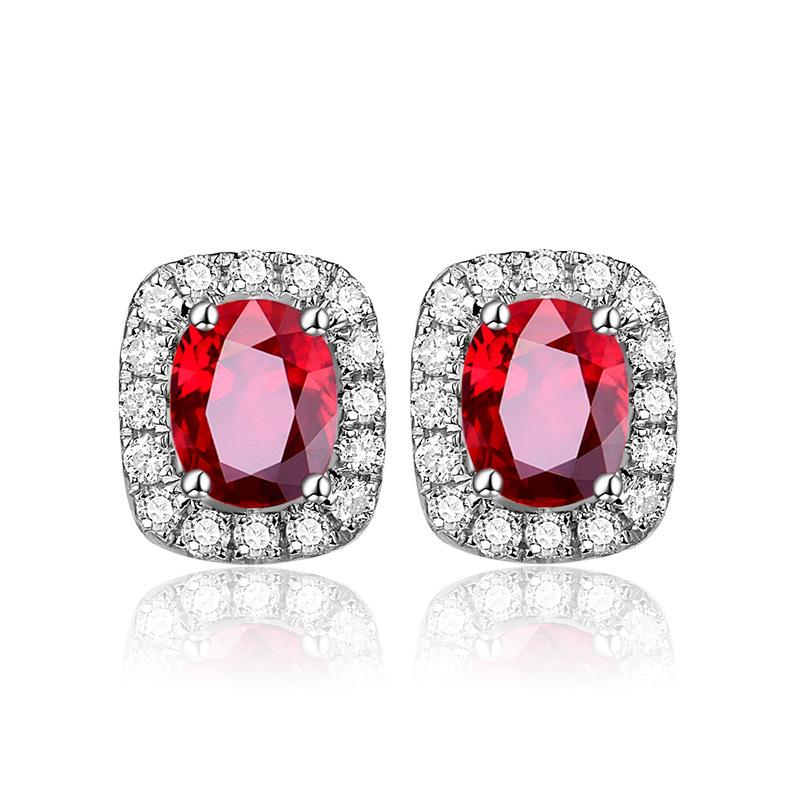 Oval Red Ruby Gemstone Earrings for Women - TikTok Shop Singapore