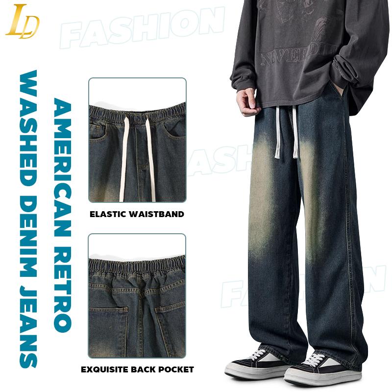 LD retro baggy jeans Men's for jeans loose straight maong for - TikTok ...