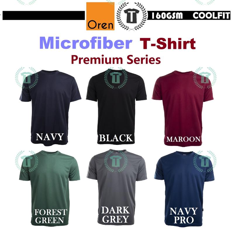 【Premium】Microfiber Plain T-Shirt Round Neck Navy/Black/Maroon/Forest ...