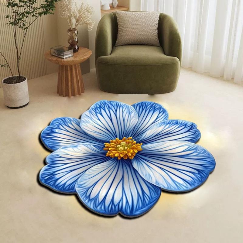 Portable Velvet Special-shaped Flower Carpet Non-slip Bedroom ...
