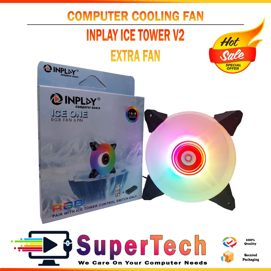 Inplay ICE TOWER V2 3-In-1 Fan Kit | 3PCS 12CM Cooling Fan, with Remote ...