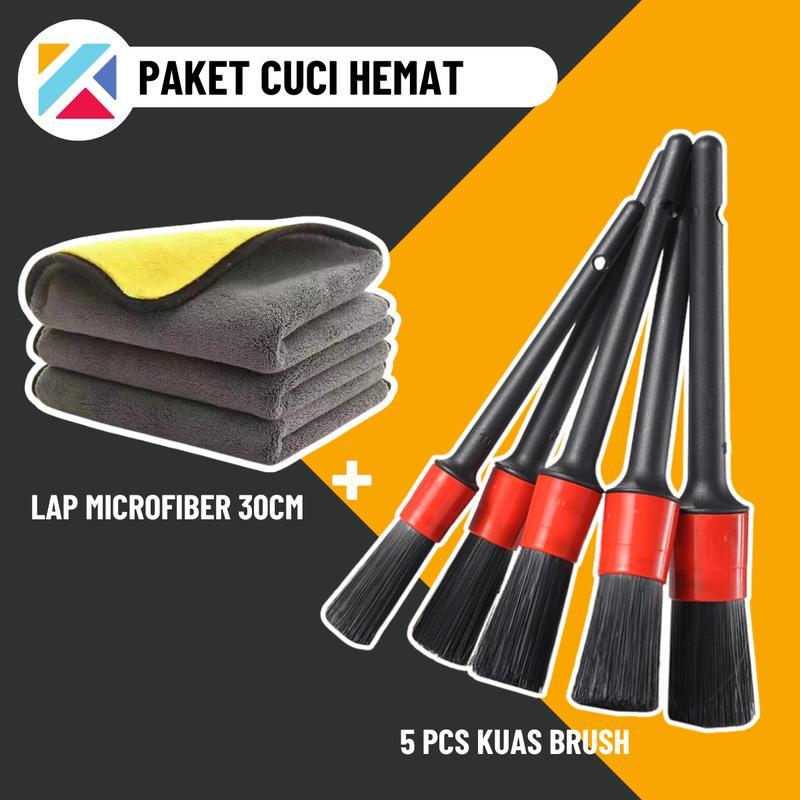 Paket Hemat [5PCS] Sikat Cuci Mobil Kuas Detailing Mobil Motor dan Lap ...