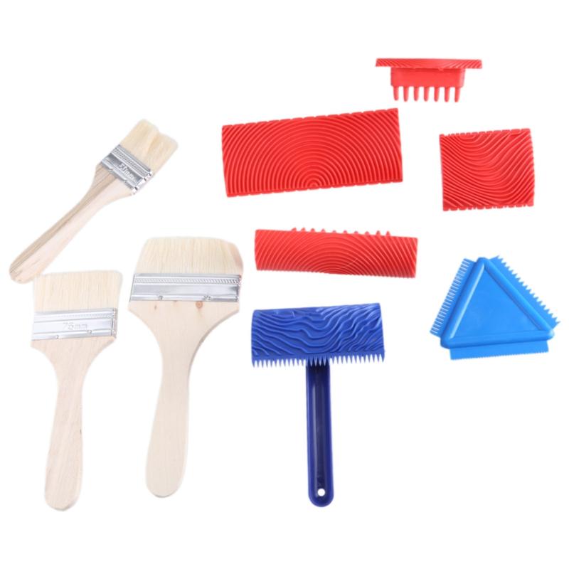 Alat Cat Tekstur, 9Pcs, Berus Cat Penggelek Bijirin Palsu, Bijirin ...